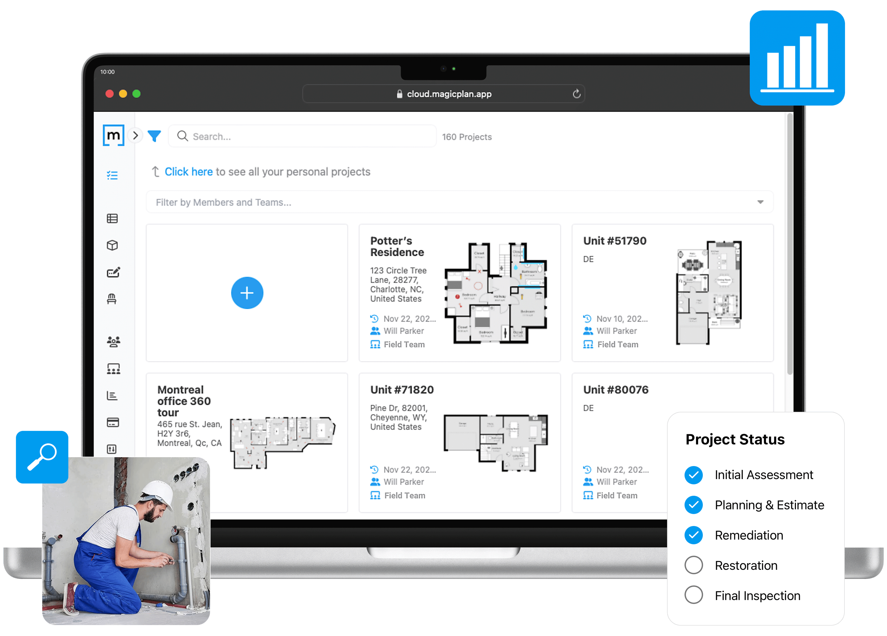 magicplan for Admin Teams | Real-time Project Overview