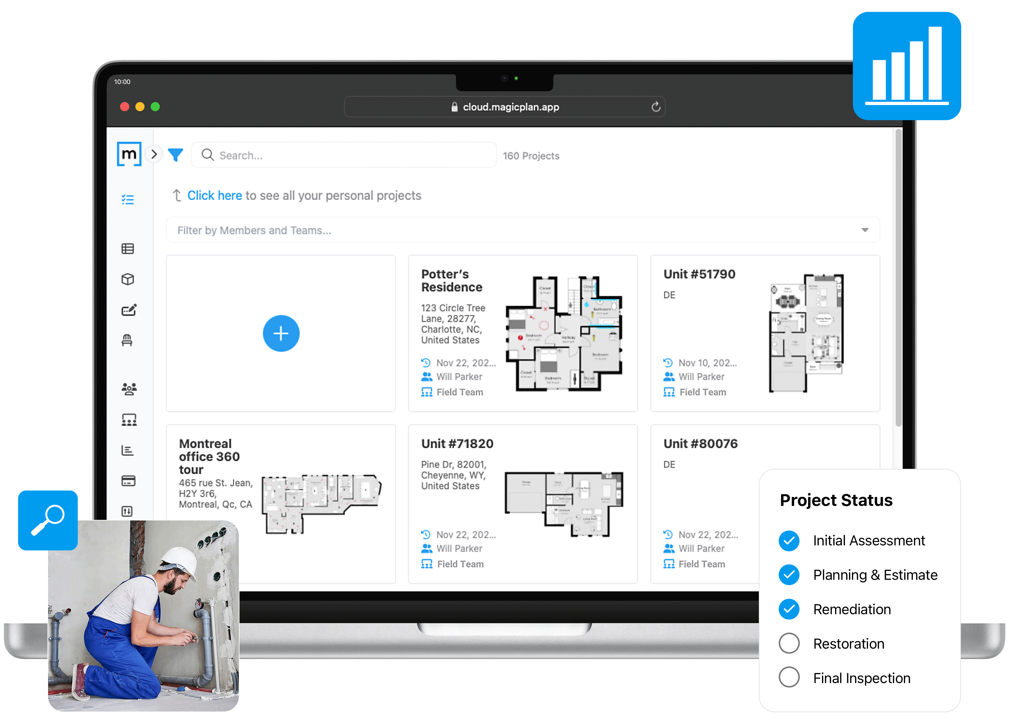 magicplan for Admin Teams | Real-time Project Overview